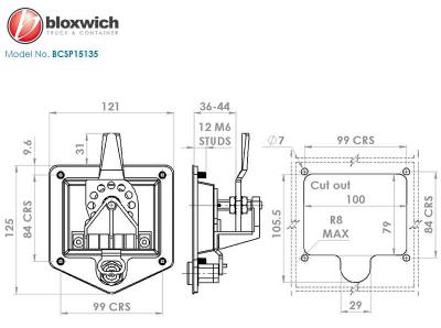 BCSP15135 Recessed Drop T Handle Catch c/w Lock